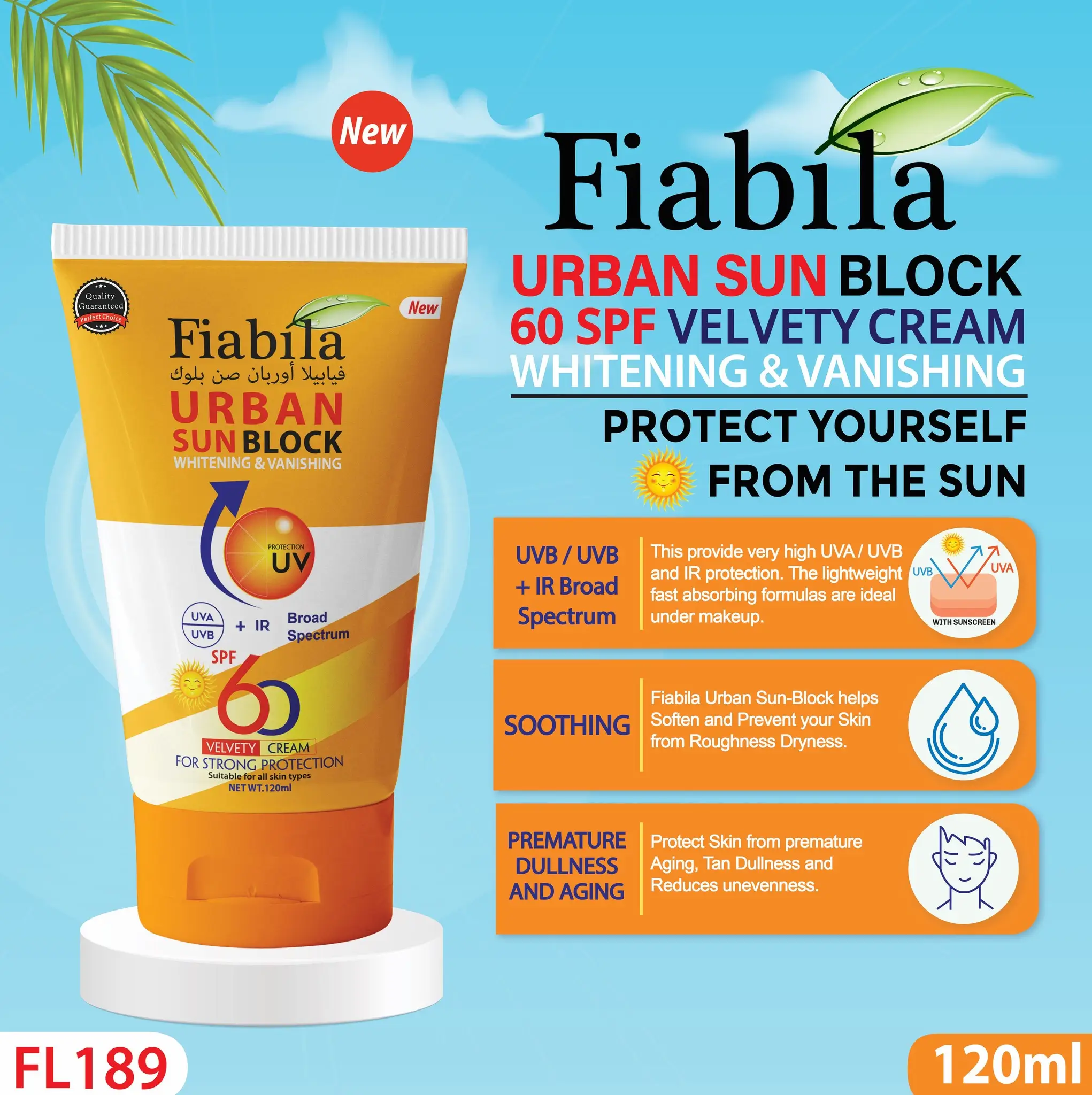 Fiabila Urban Sunblock SPF 60 Whitening & Vanishing - FL189